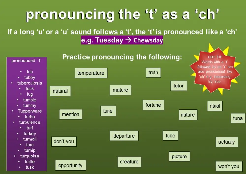 Pronouncing the 't' as a 'ch' - Mingle-ish