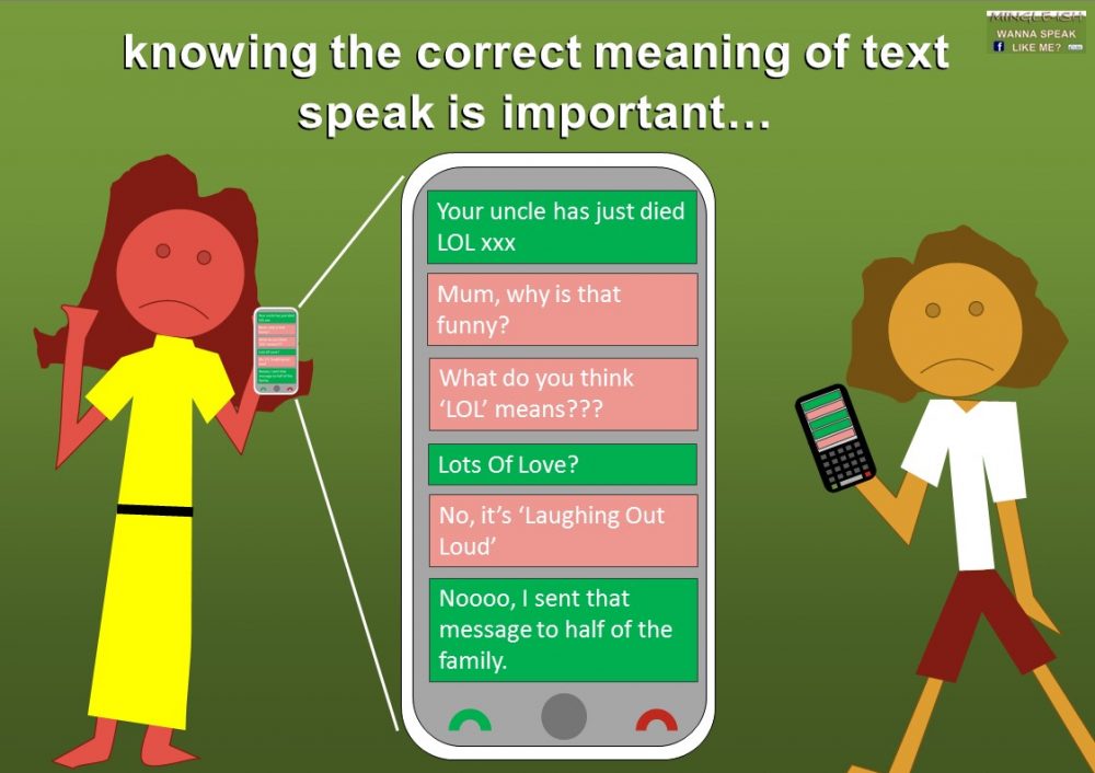 Slang and text speak in English - Mingle-ish