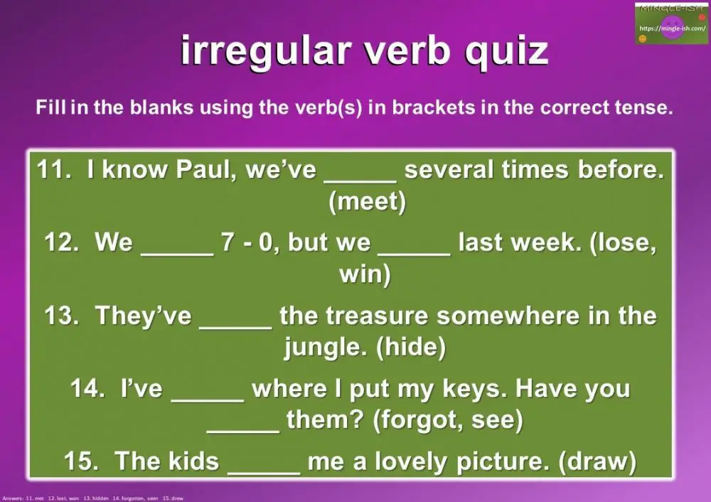 Irregular verbs - Mingle-ish