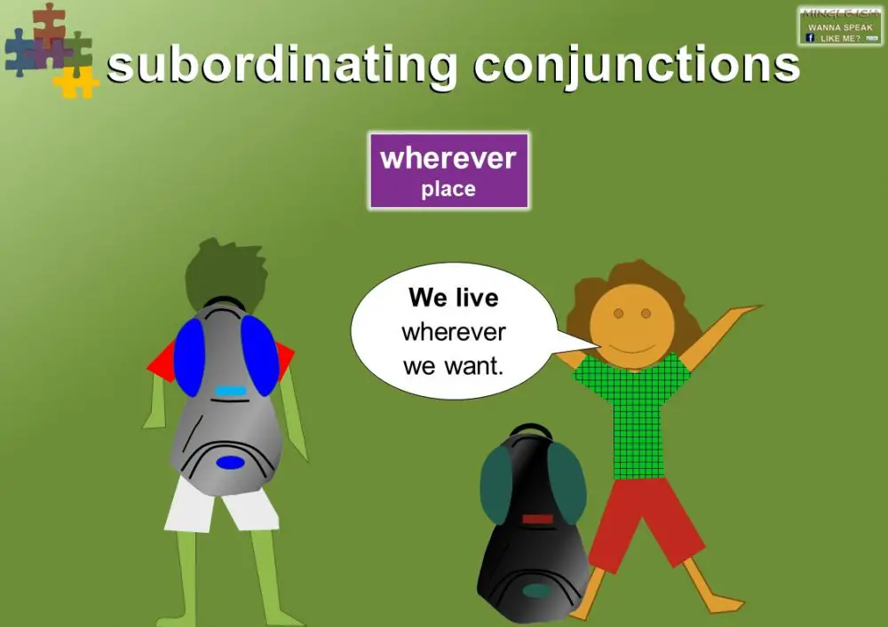 subordinating conjunctions - place - Mingle-ish