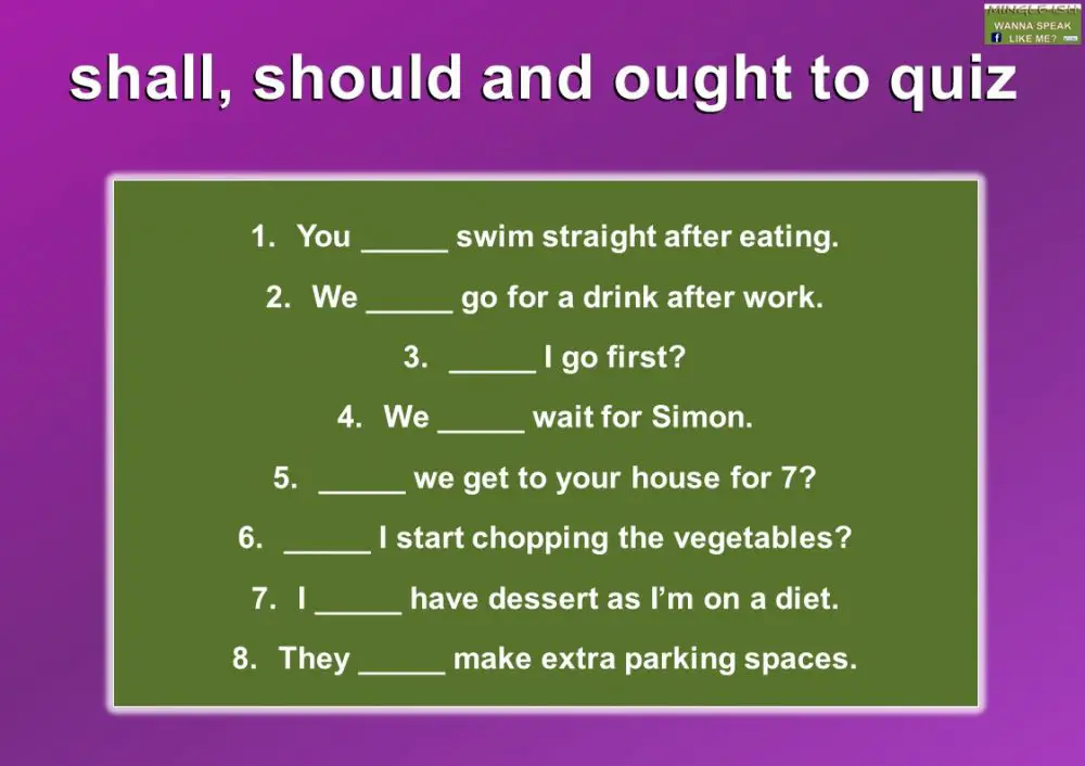 Modal verbs - shall, should, ought to - Mingle-ish