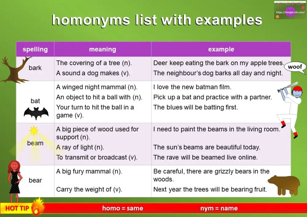 Homonyms meaning & examples - Mingle-ish
