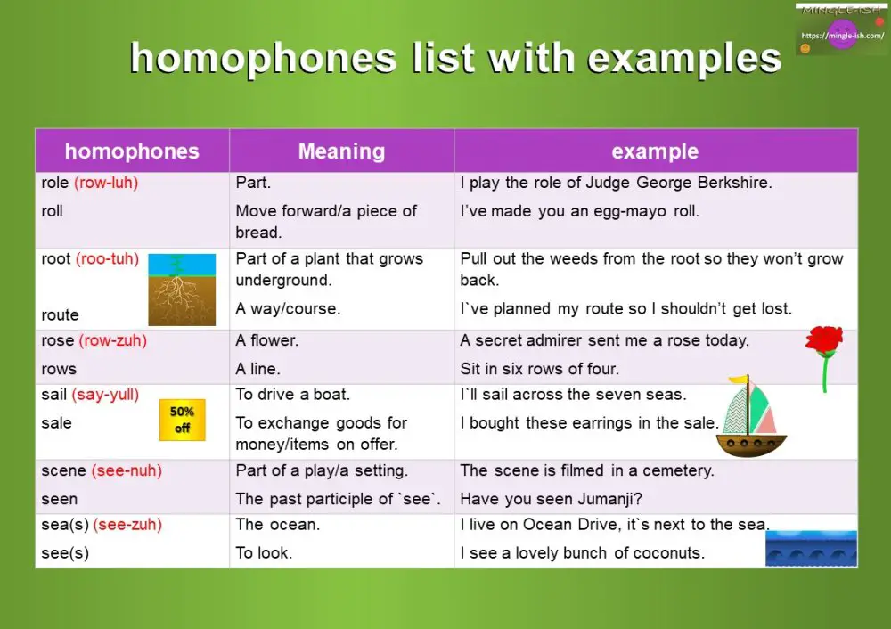120+ Homophones with examples - Mingle-ish